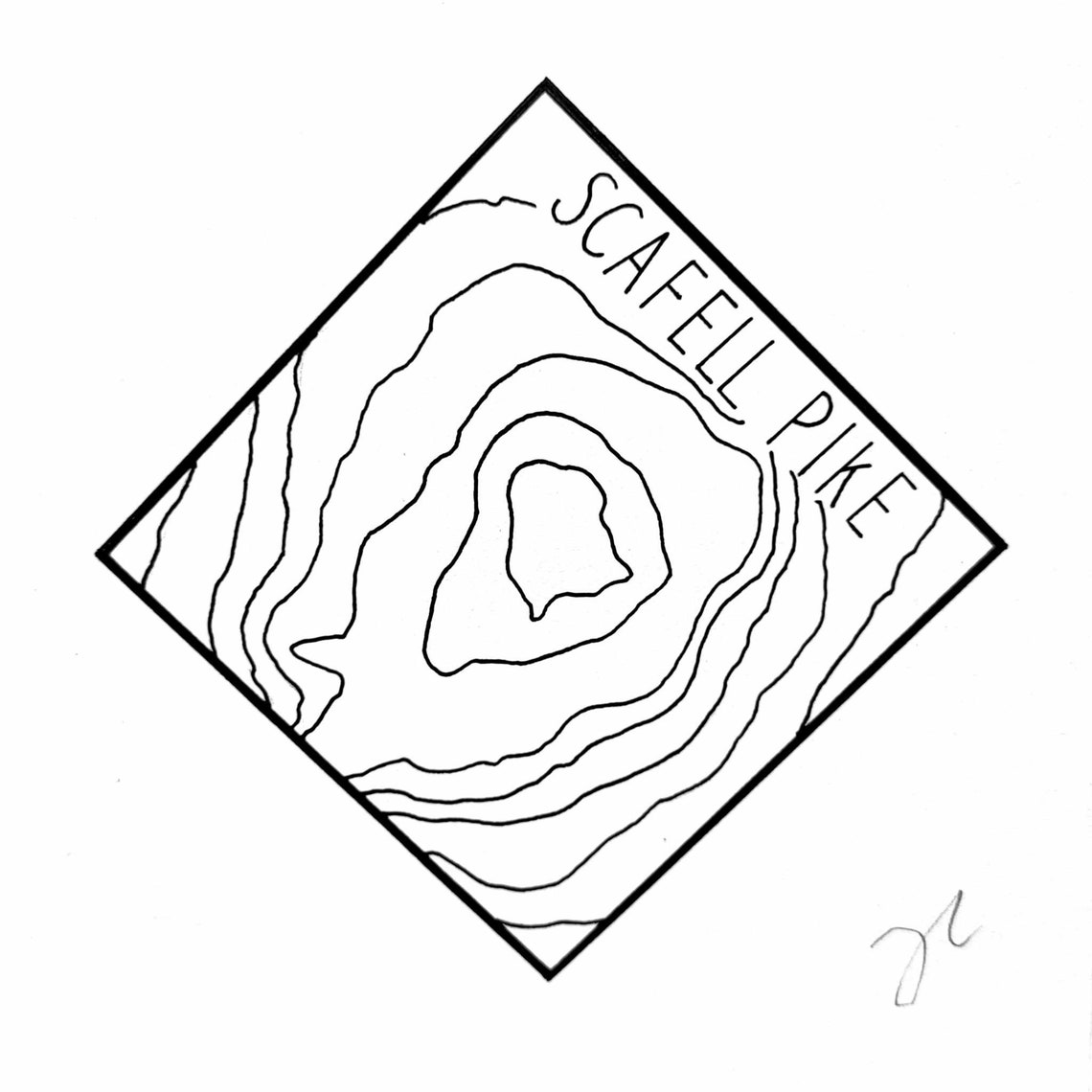 Scafell Pike Souvenir: Map Art of the Three Peaks - Etsy
