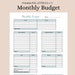 Monthly Budget Printable - PDF - Letter- "8.5x11" - Etsy
