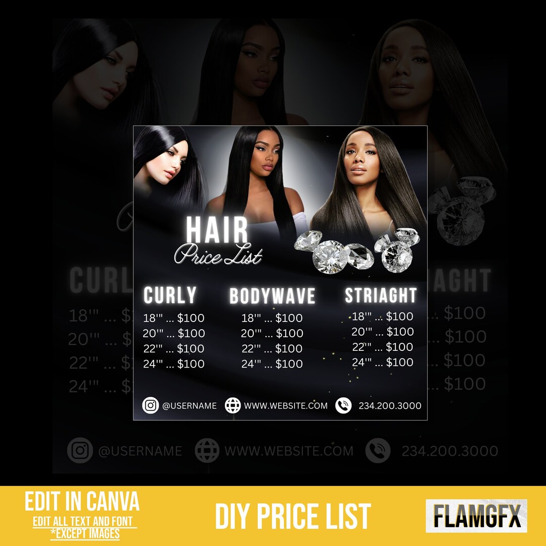 Hair Flyer, Hair Template, Beauty Flyer, Beauty Template, DIY Canva ...