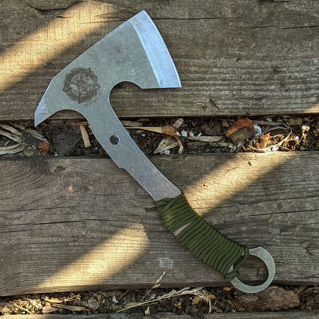 Throwing Axe – Hand-forged Carbon Steel Hatchet, Tactical Camping ...
