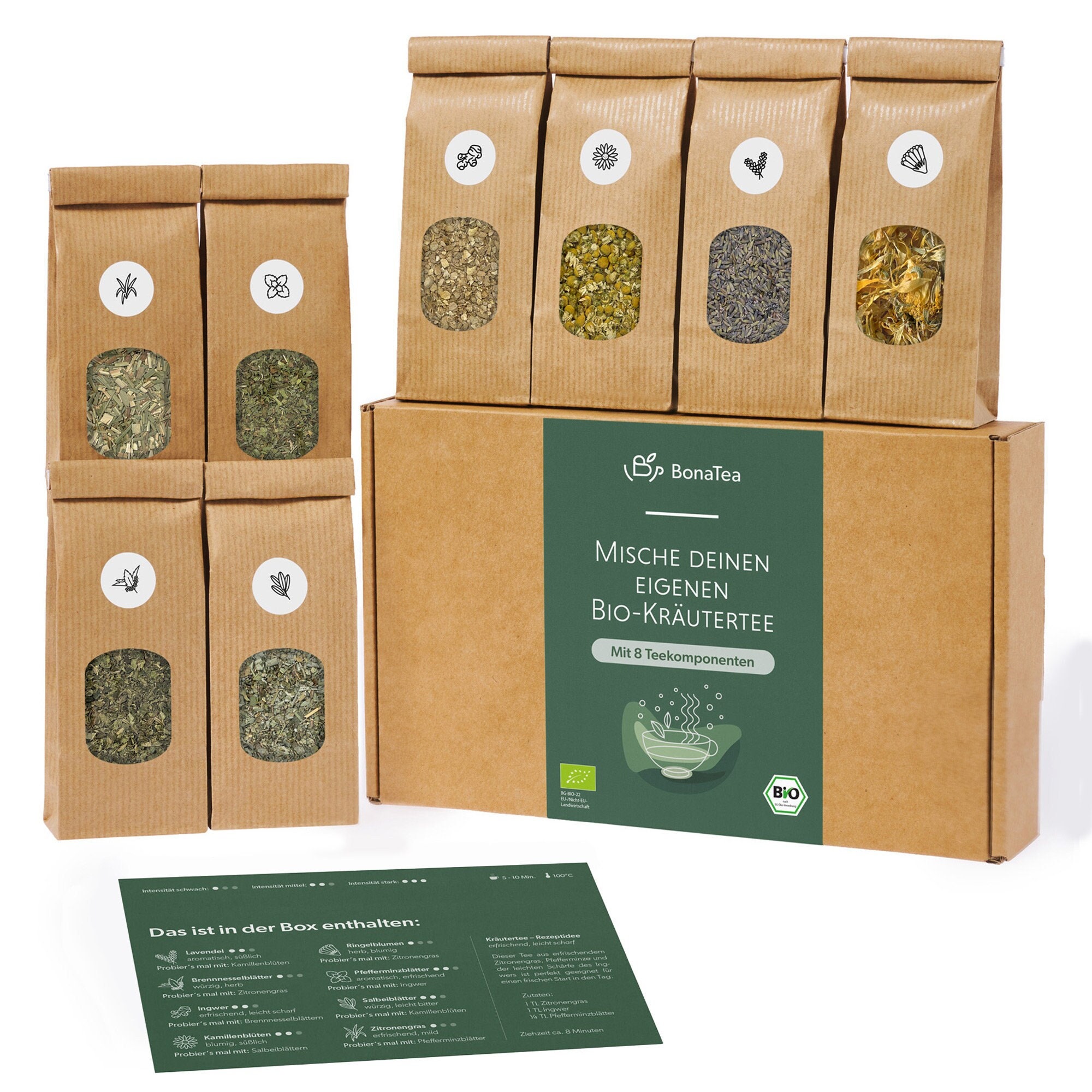 Tee Selber Mischen Set mit 8 leckeren BIO Kräutern | DIY Tee ...