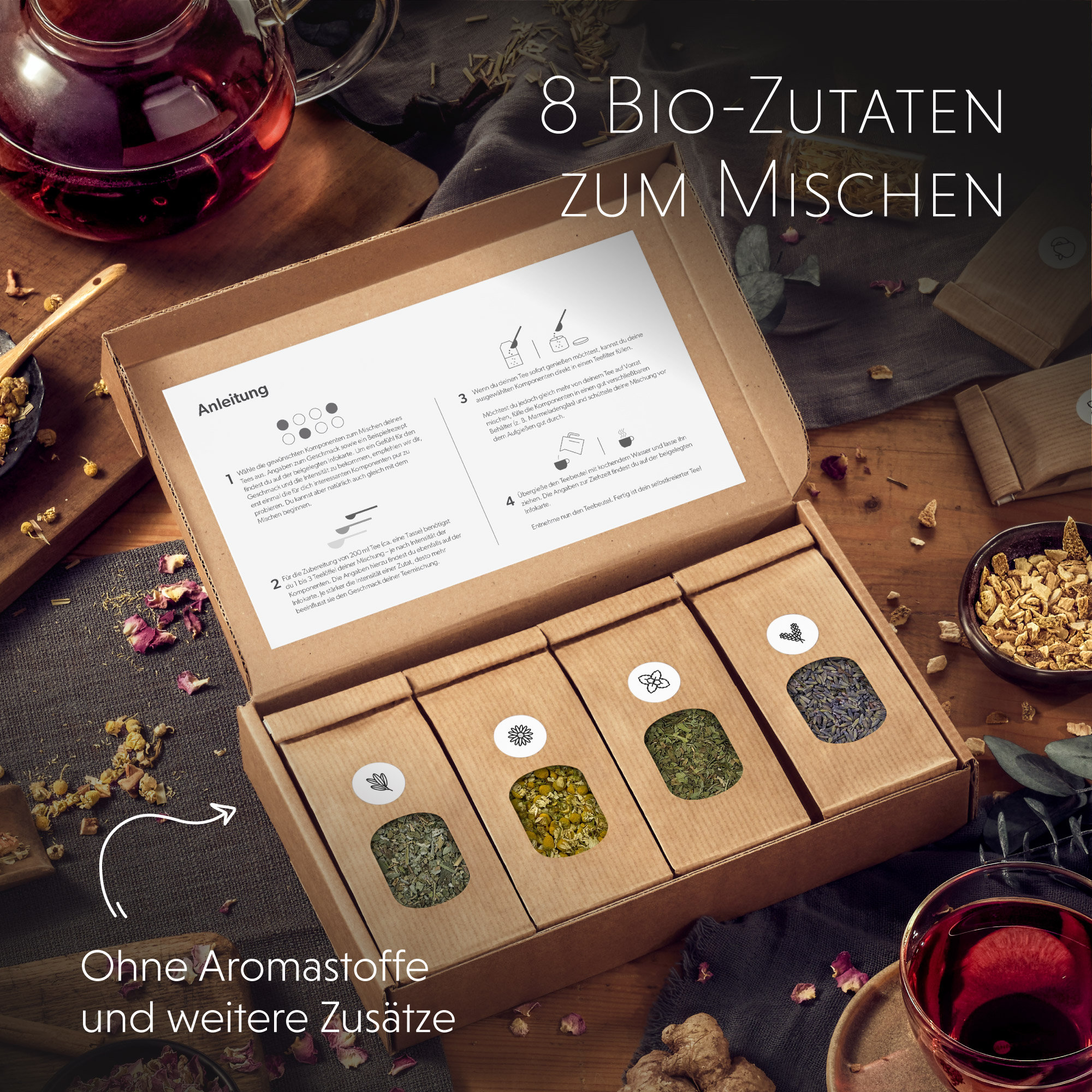 Tee Selber Mischen Set mit 8 leckeren BIO Kräutern | DIY Tee ...
