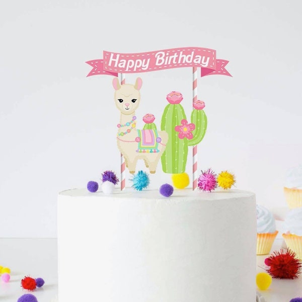Llama and Cactus Cake Topper - Etsy