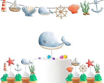 Under the Sea Birthday Banner Cute Watercolor Ocean Party - Etsy