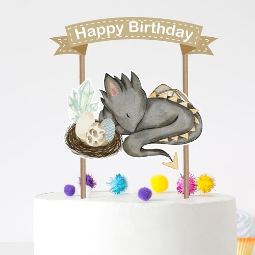 Cute Dragons Birthday Banner Baby Dragon Theme Party Supplies - Etsy UK