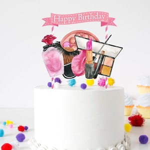 Chic Makeup Cake Topper - Glamorous Beauty Birthday Party Decoration ...