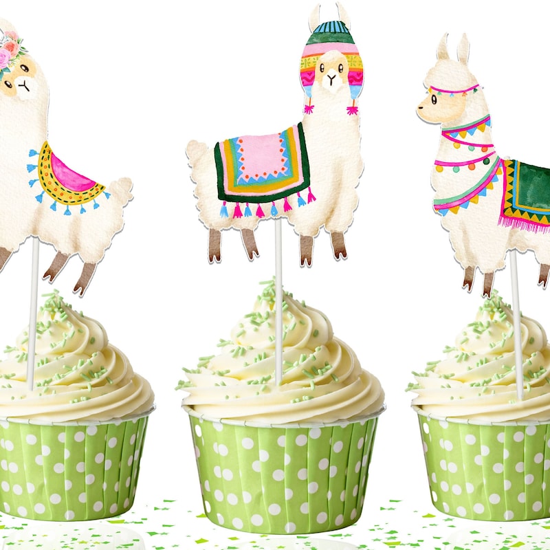 Llama Cupcake Toppers - Etsy