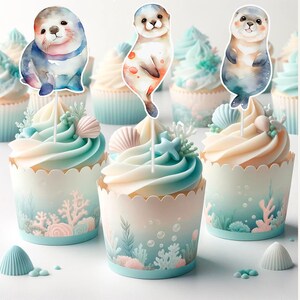 10 Pcs Seal Cupcake Toppers for Baby Shower and Birthday - Adorable ...