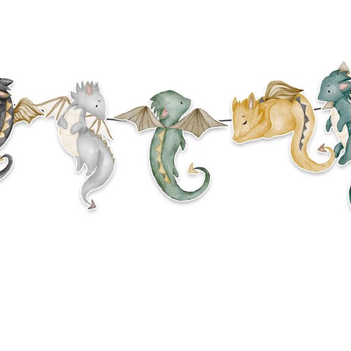 Cute Dragons Birthday Banner Baby Dragon Theme Party Supplies - Etsy