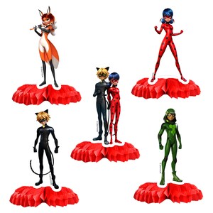 Cartoon Miraculous Ladybug 5 Pcs Table Honeycombs Centerpiece - Kids ...