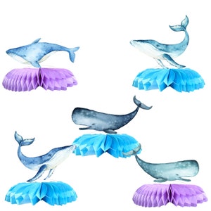 Ocean-inspired Whale 5-piece Table Honeycombs Centerpiece Set - Perfect ...