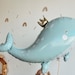 Large Regal Blue Whale Balloon With Crown - Nautical Delight for Baby ...