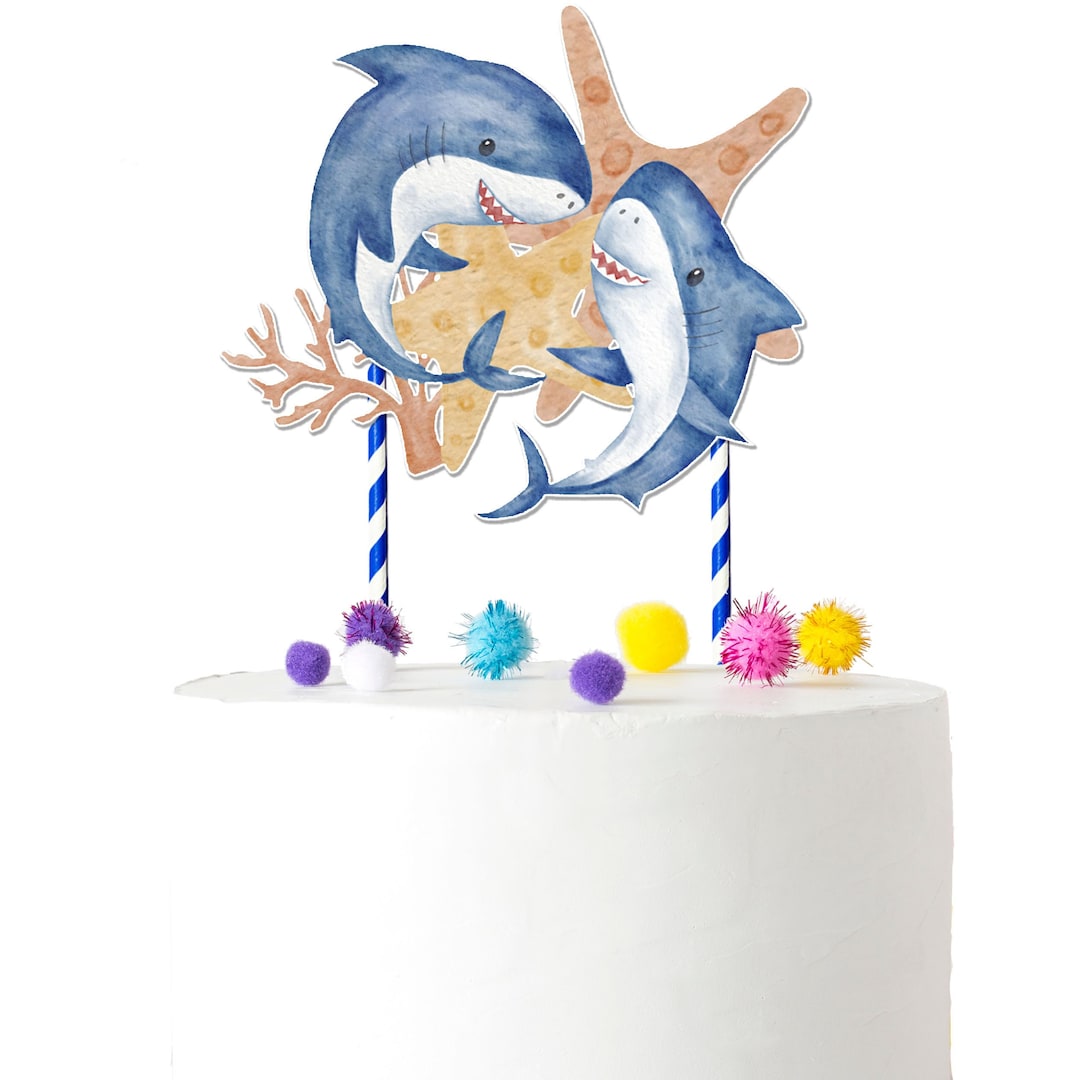Adorable Sharks Cake Topper for Baby Shower Under the Sea Theme Decor ...