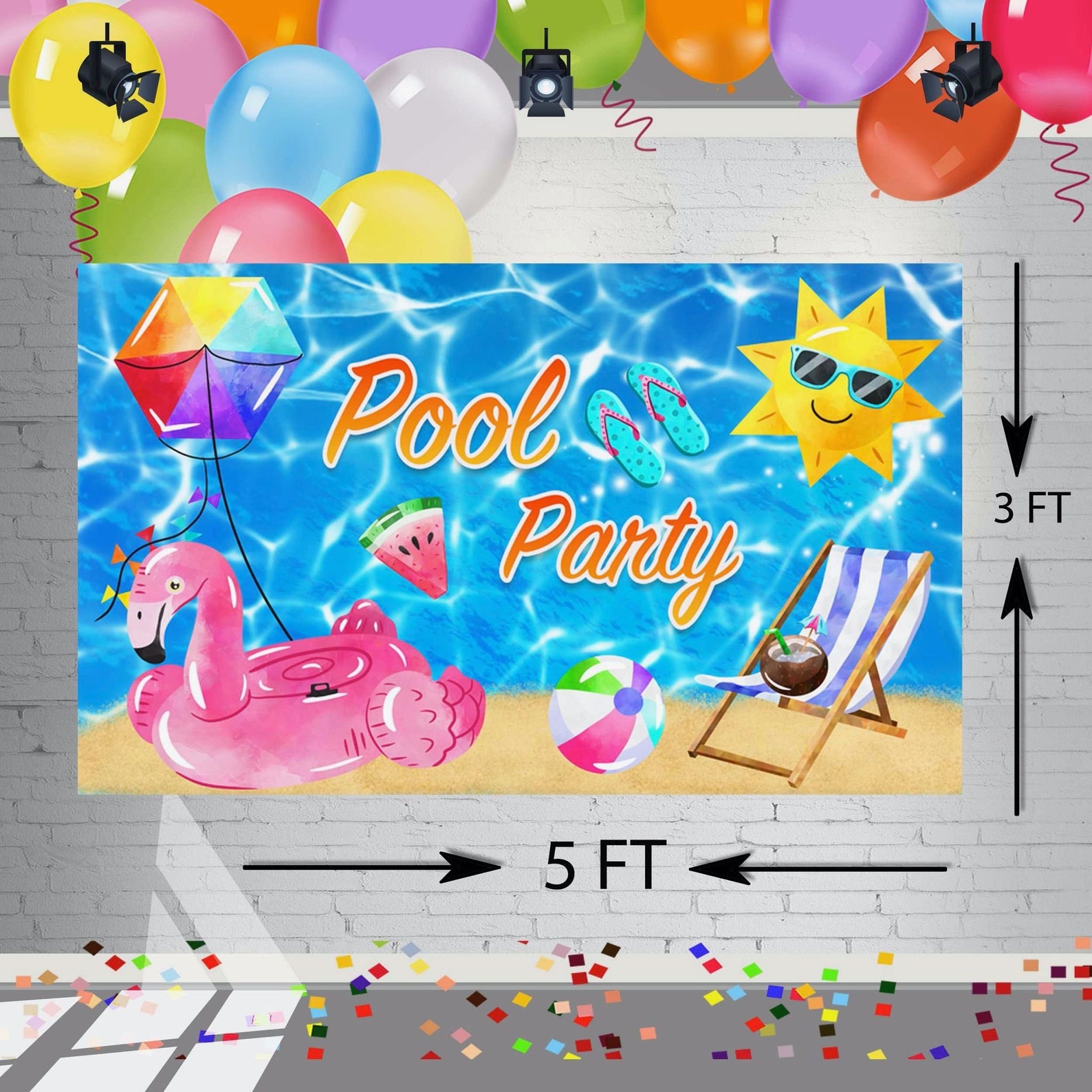 5x3ft Pool Party Backdrop for Birthday Party Decoration. - Etsy
