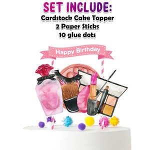 Chic Makeup Cake Topper - Glamorous Beauty Birthday Party Decoration ...