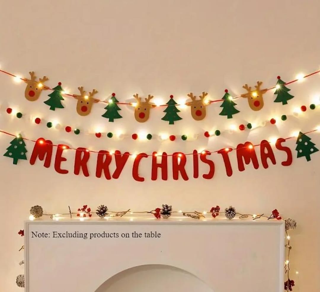 Illuminated Merry Christmas Banner With Reindeer & Tree Accents - Etsy