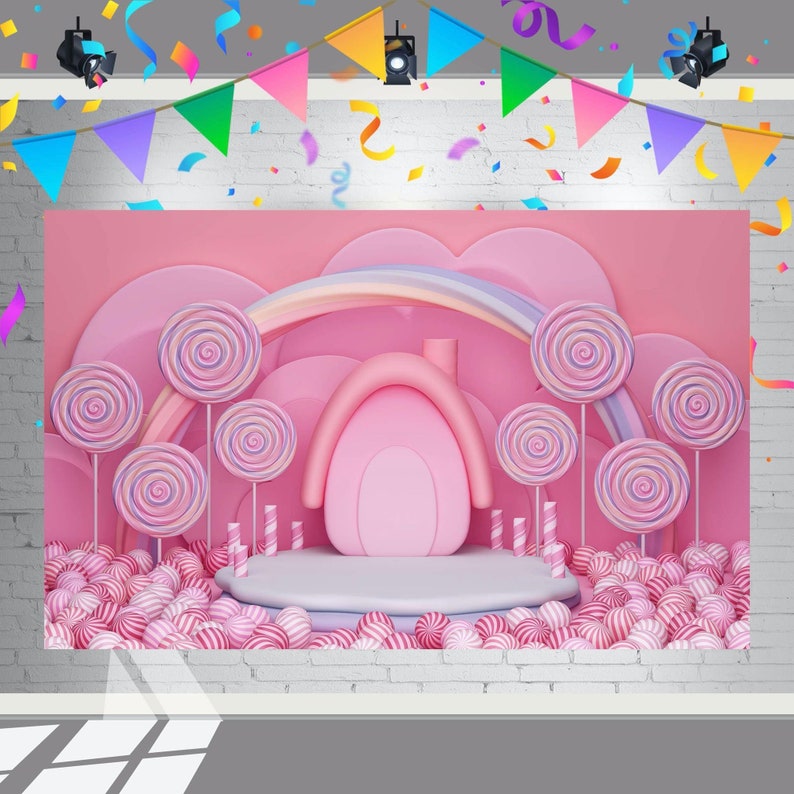 5x3ft Pink Lollipop Backdrop for Birthday Party Decoration. - Etsy