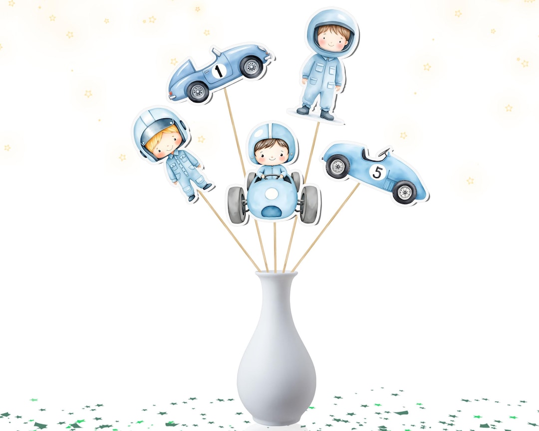 Race Car Table Centerpieces – 10 Pcs Blue Car Birthday Decorations ...