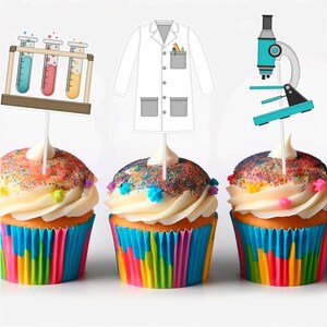 Science Cupcake Toppers | Science Lab Party Supplies for Birthday and ...