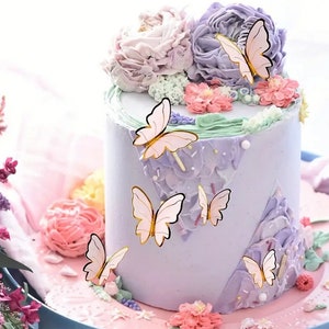 40pcs Whimsical Butterfly Cake Topper Set - 3D Pink and Purple Paper ...