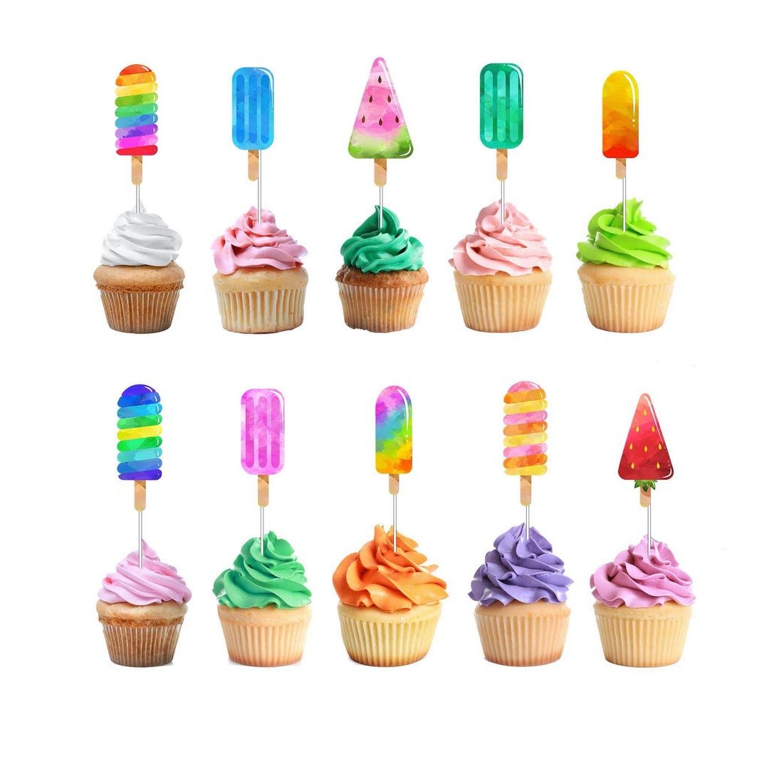 10 PCS Popsicle Cupcake Toppers for Kids Popsicle Ice Cream - Etsy