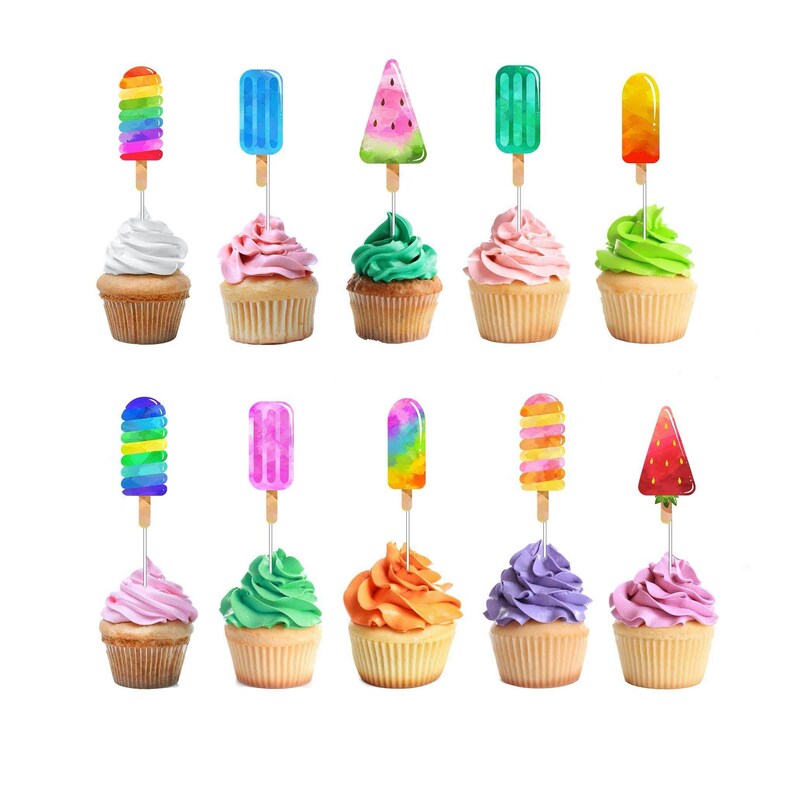 10 PCS Popsicle Cupcake Toppers for Kids Popsicle Ice Cream - Etsy
