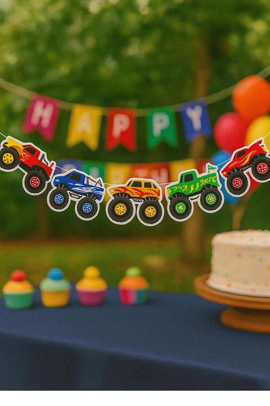 Trucks Birthday Banner Truck Theme Party Supplies | Birthday ...