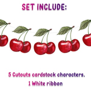 Cherry Birthday Banner Cute Watercolor Cherries Party Supplies Baby ...