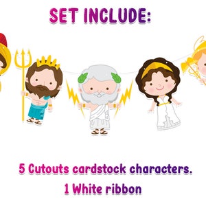 Cute Greek Gods Birthday Banner Greece Vector God Theme Party Supplies ...