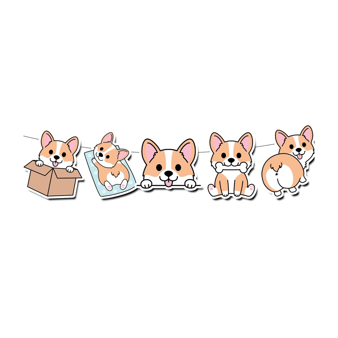 Kawaii Corgi Birthday Banner Dogs Party Supplies Birthday Decorations ...