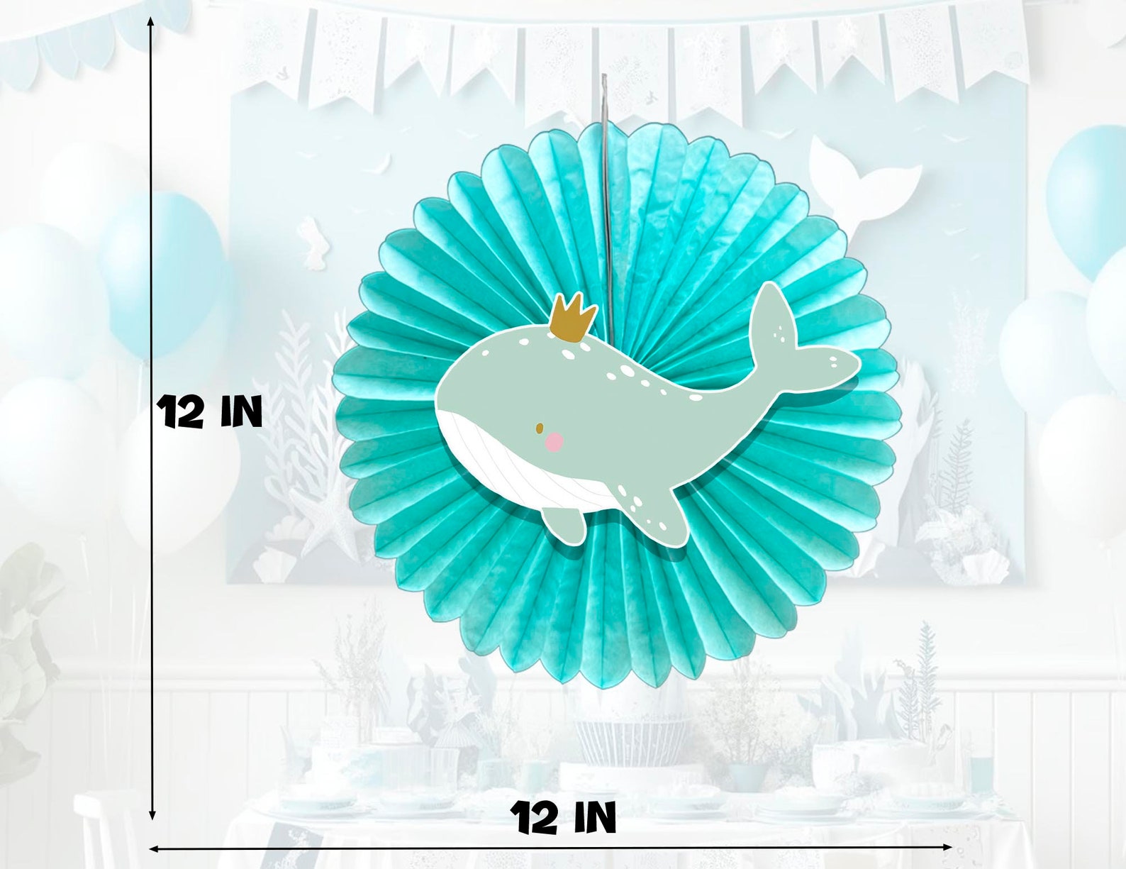 5 Pcs Whales Tissue Hanging Fans Set, 12-inch, Perfect for Ocean-themed ...