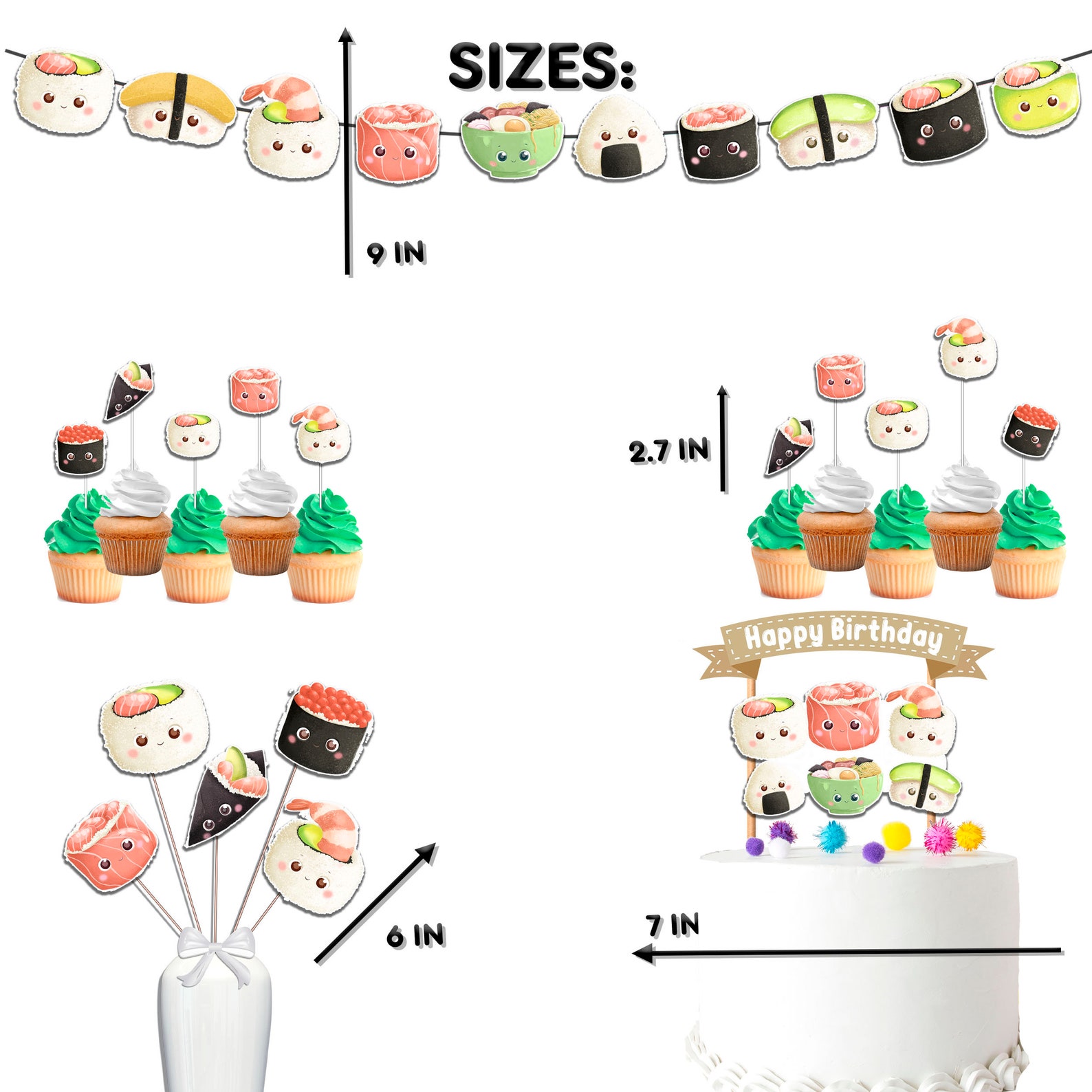 Sushi Birthday Party Decoration Set! Great Bundle for Sushi Theme for ...