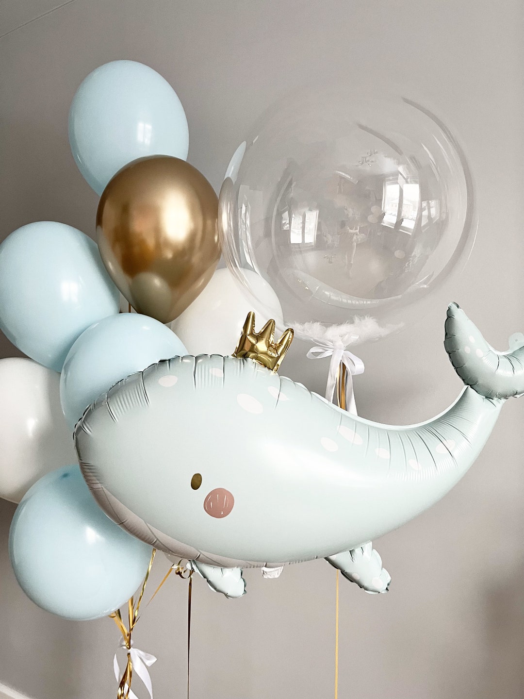 Whale-themed Pastel Balloon Set for Birthday or Baby Shower - Gentle ...