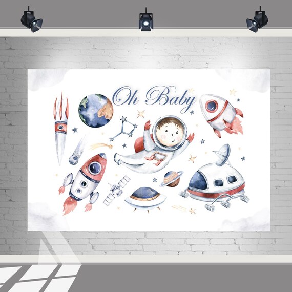 5x3ft Oh Baby Space Planets Backdrop for Birthday Baby - Etsy
