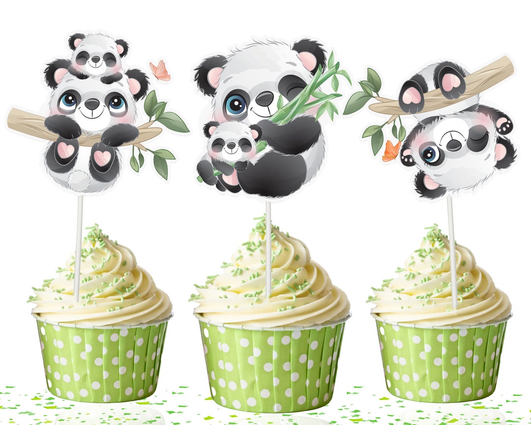 10 Pcs Panda Jungle Animals Cupcake Toppers Pandas Theme | Zoo Party ...