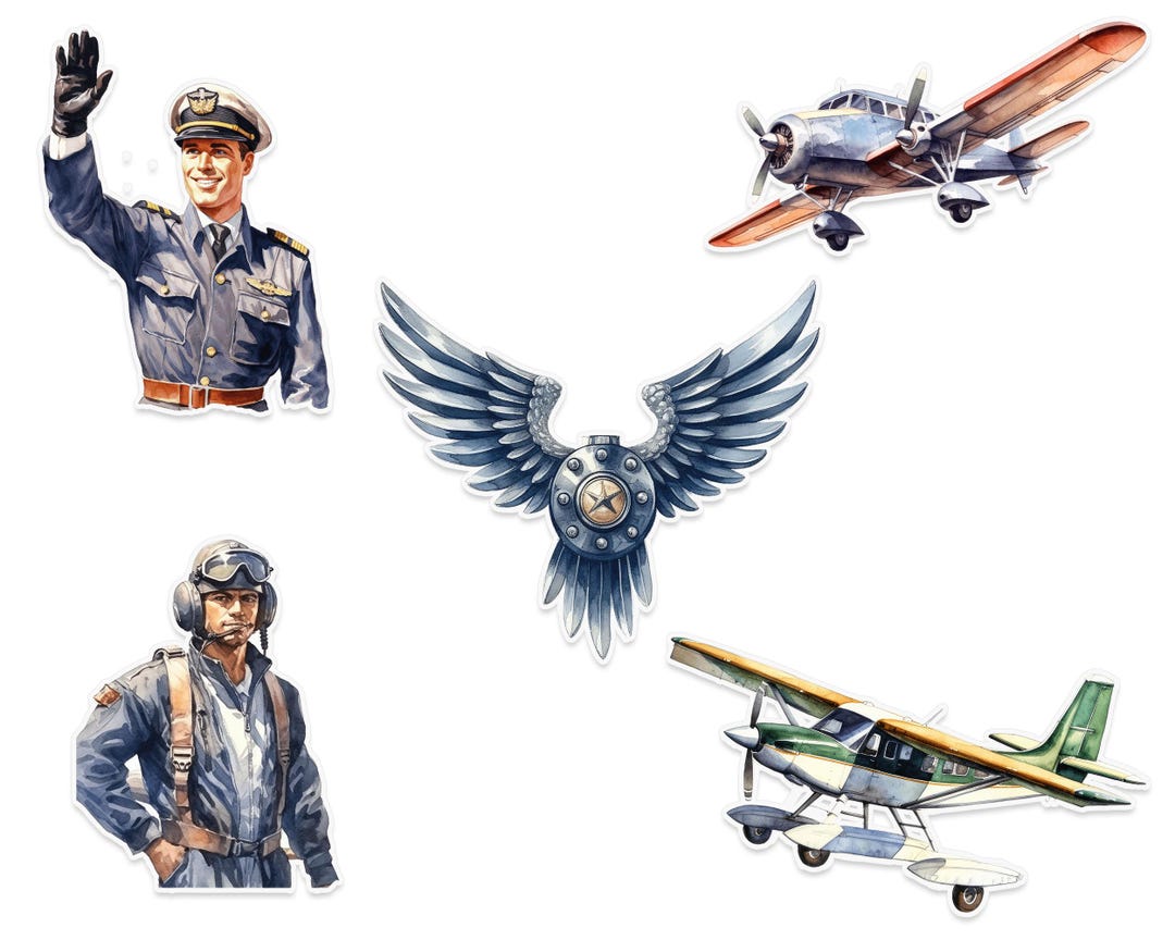 Aviation Wall Stickers Pilots, Planes & Wings Decal Set 5 Pack - Etsy