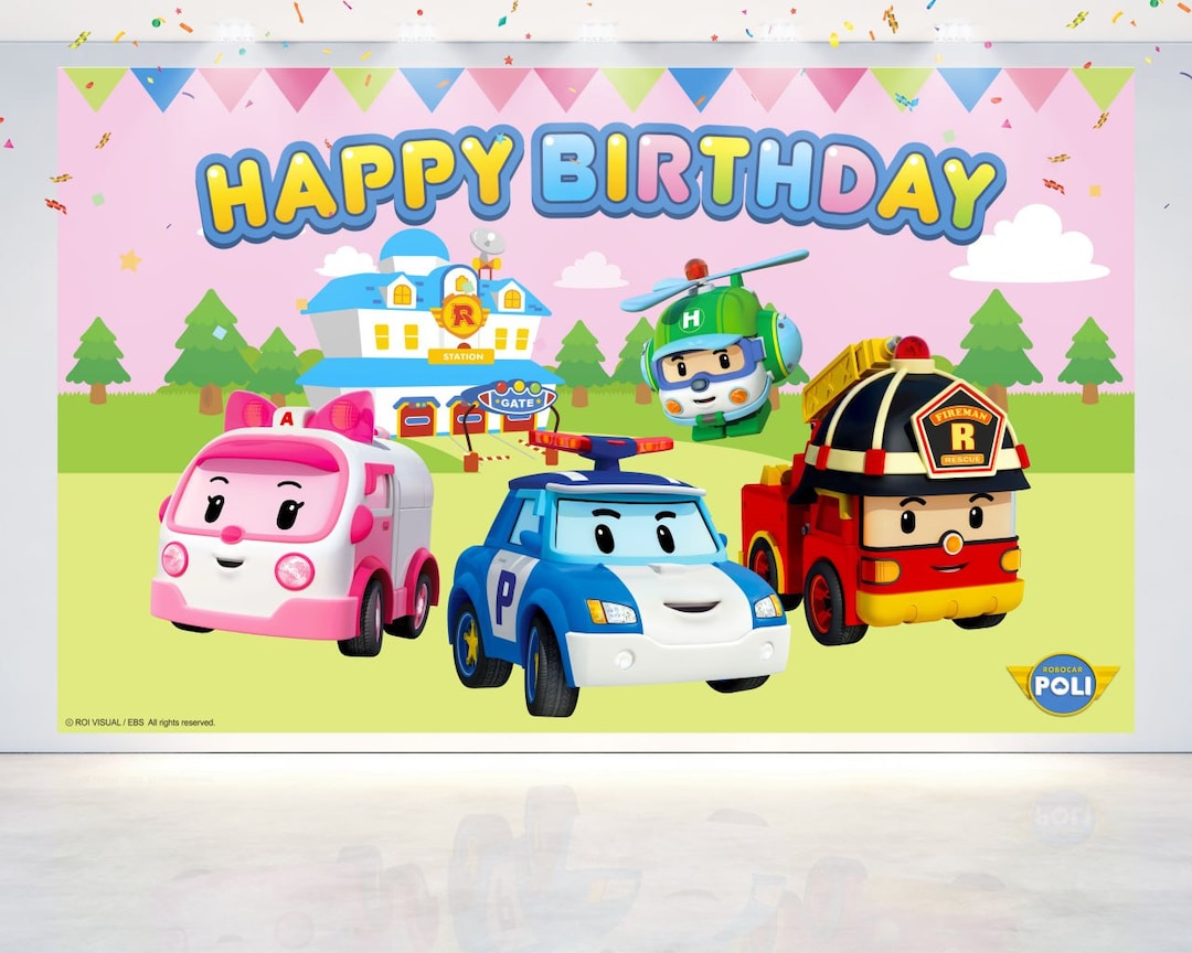 Enchanting Cartoon Robocar Poli Backdrop for Girls Transform Any ...