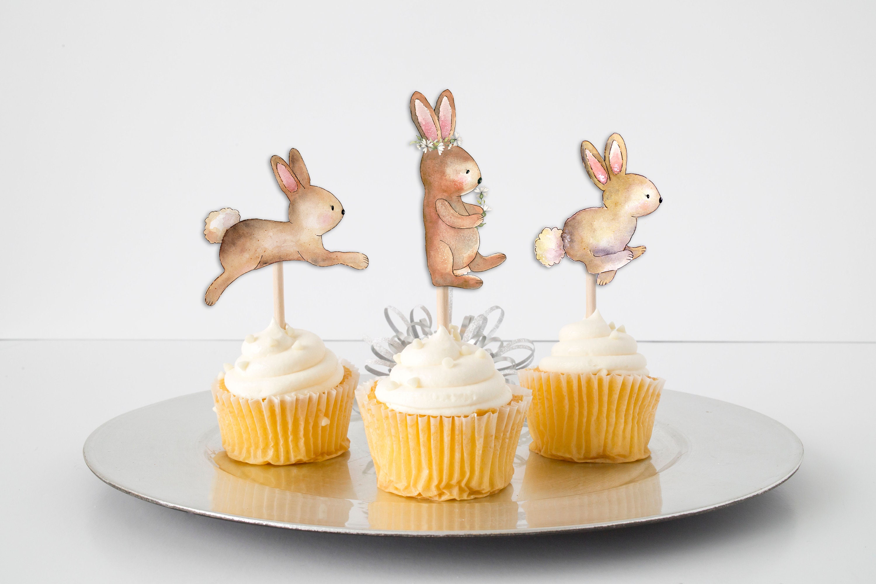 10 Pcs Bunny Cupcake Toppers Watercolor Theme for Kids Cute - Etsy