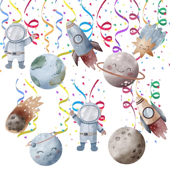Solar System Theme Streamers for Galaxy Birthday First | Etsy