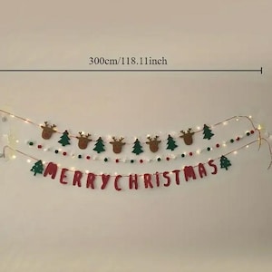 Illuminated Merry Christmas Banner With Reindeer & Tree Accents - Etsy