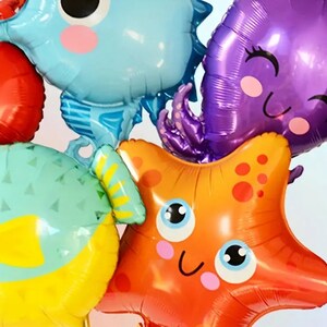 Under the Sea Balloon Set - 5 Piece Marine Animal Foil Balloons for ...