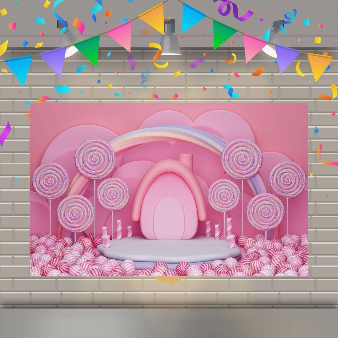 5x3ft Pink Lollipop Backdrop for Birthday Party Decoration. - Etsy