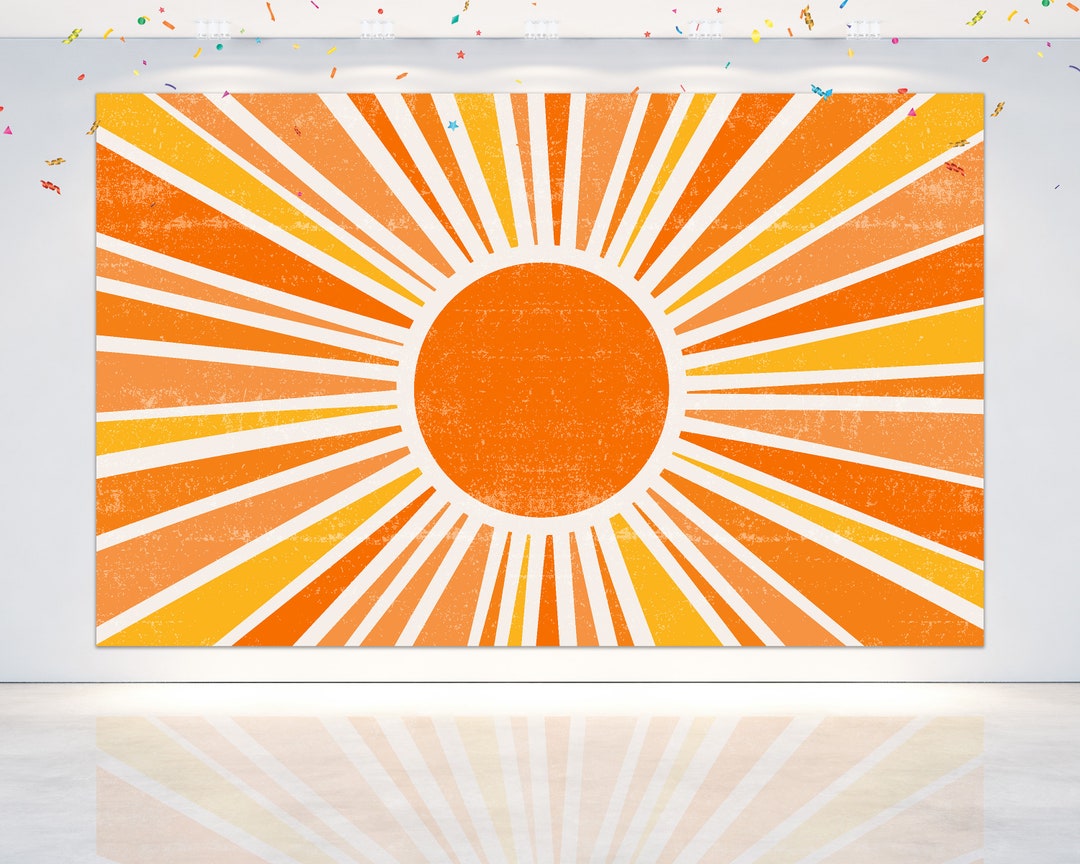 5x3ft Boho Sun Groovy Backdrop Party Decoration. Retro Sun Floral ...