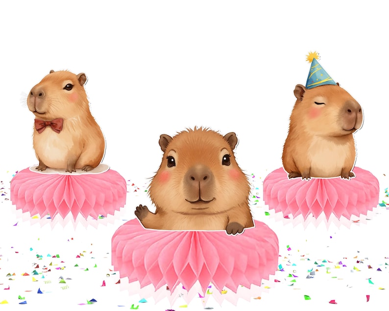 Capybara Honeycomb Table Decorations – Set of 5 Cute Capybara ...
