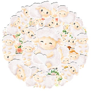 25 Adorable Little Sheep Stickers Pack - Cute Farm Animal Vinyl Decals ...