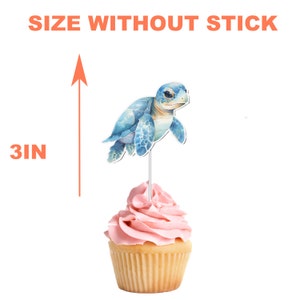 10 PCS Party Sea Turtles Cupcake Toppers - Dive Into Ocean-inspired ...