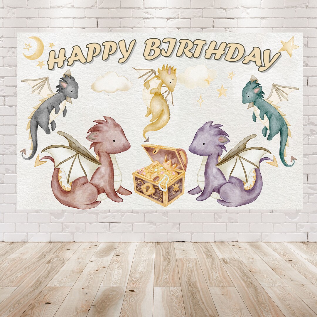 5x3ft Dragons Backdrop for Birthday Party Decorations . Magic Dragons ...