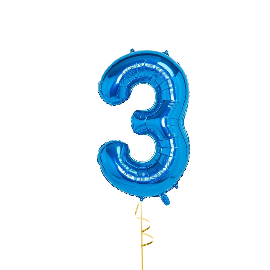 32 Inches Foil Blue 3 Shaped Balloon for Birthday Decorations | Baby ...
