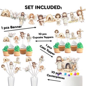 Jesus Easter Party Decoration Set - Includes Cake Topper, Cupcake ...
