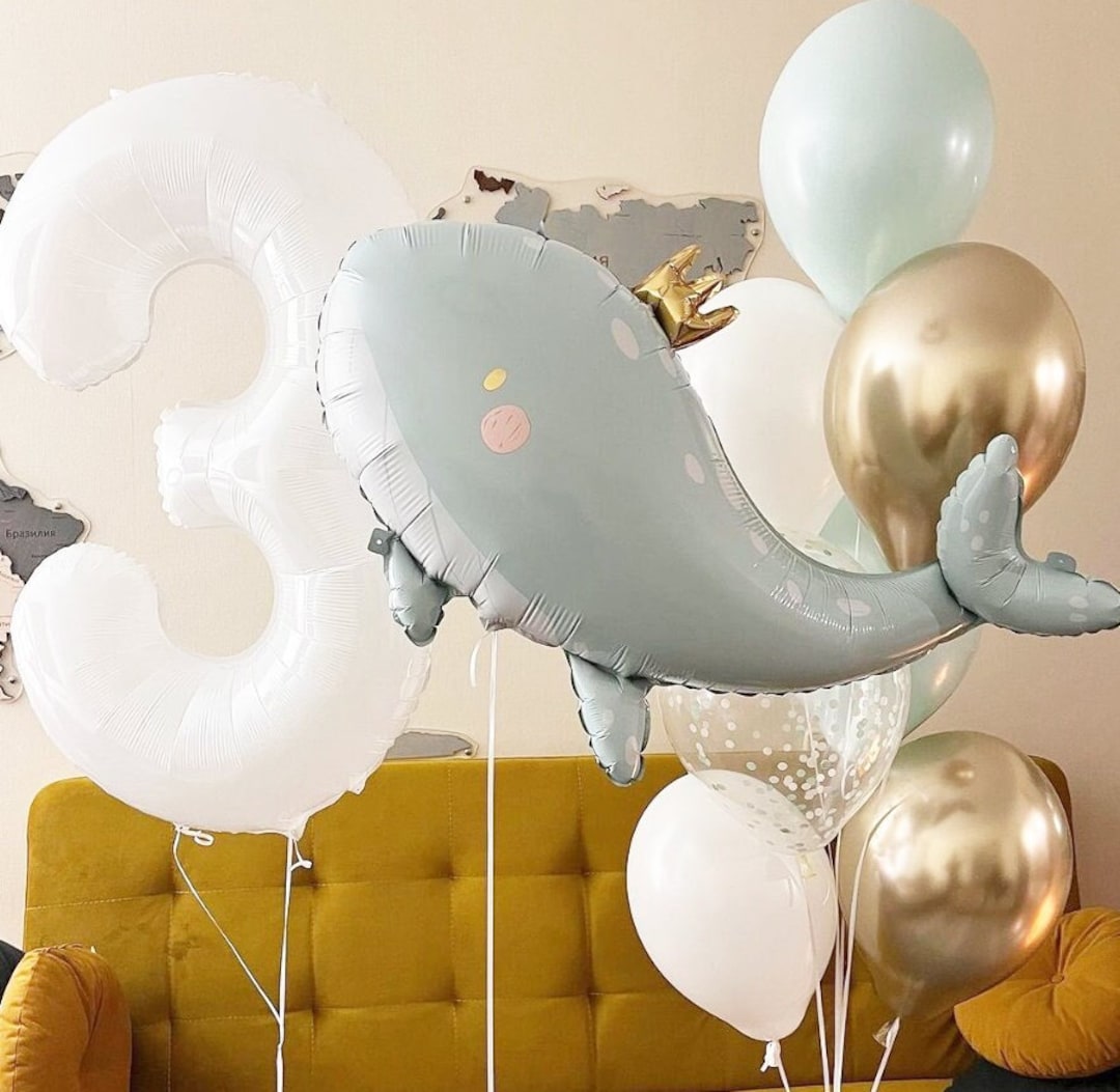 Whimsical Whale Balloon Set With Crown - Perfect for Birthdays and ...